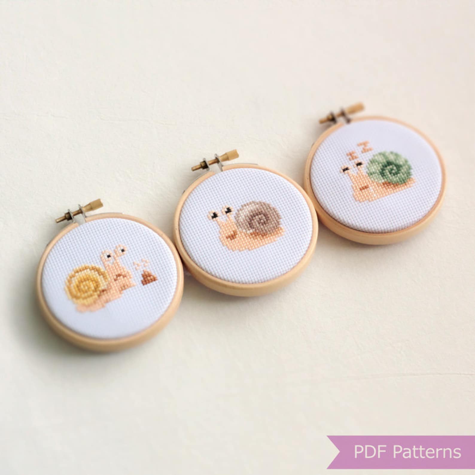 Snail Cross Stitch Pattern PDF Bundle - Set of 3 Snail Patterns ...