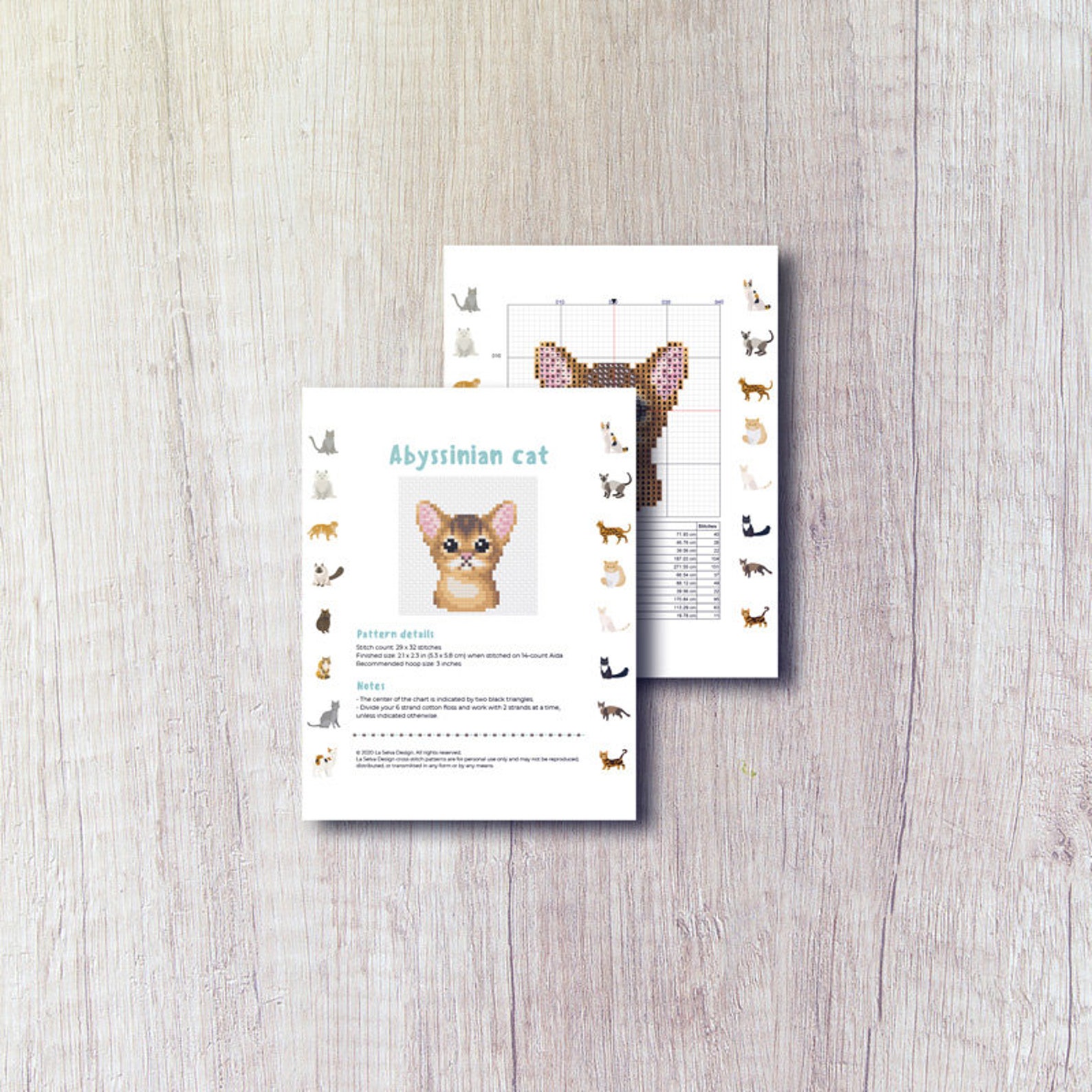 Abyssinian cat cross stitch pattern PDF Abyssinian cat | Etsy
