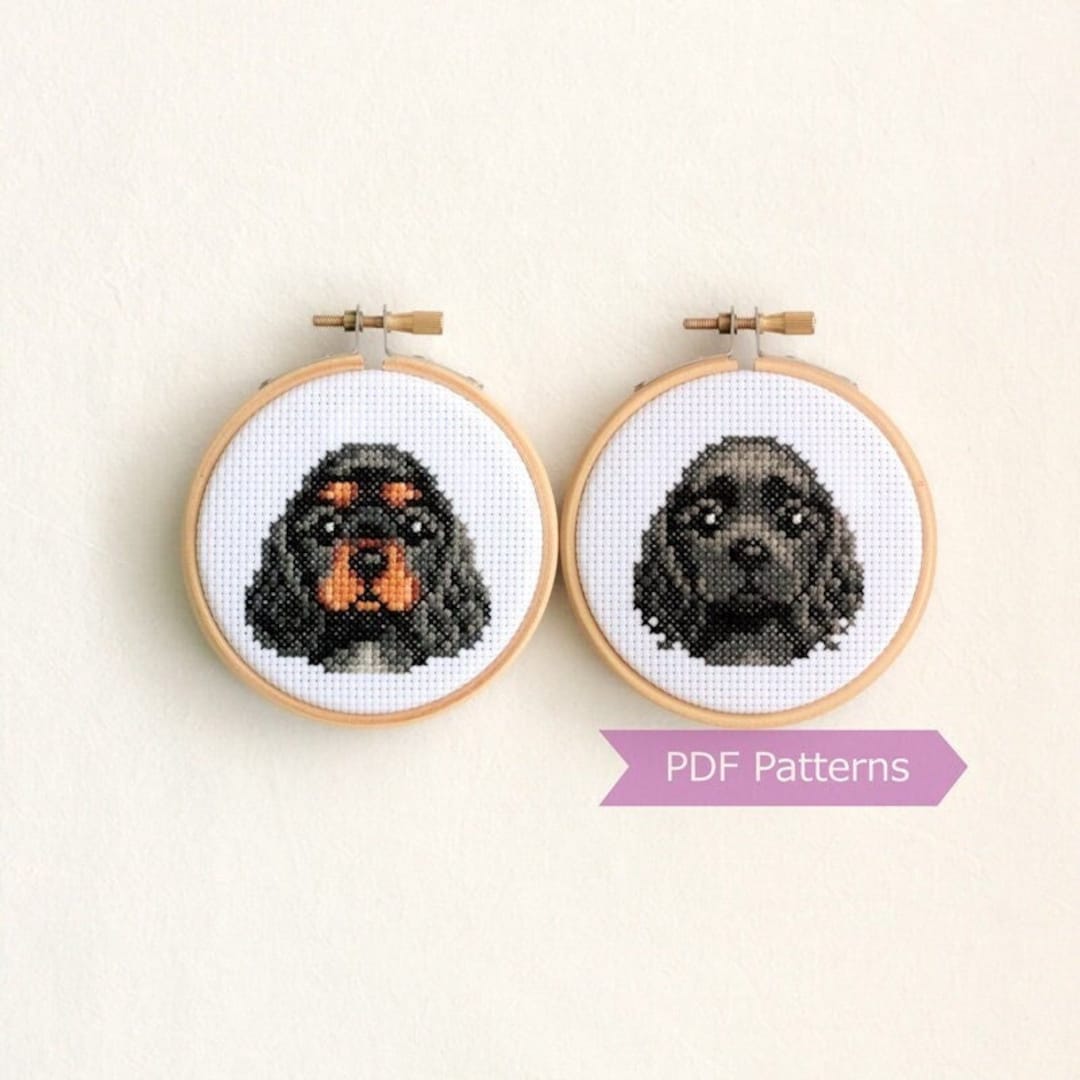 Cocker Spaniel Cross Stitch Pattern PDF Bundle B - Black Tan + Black ...