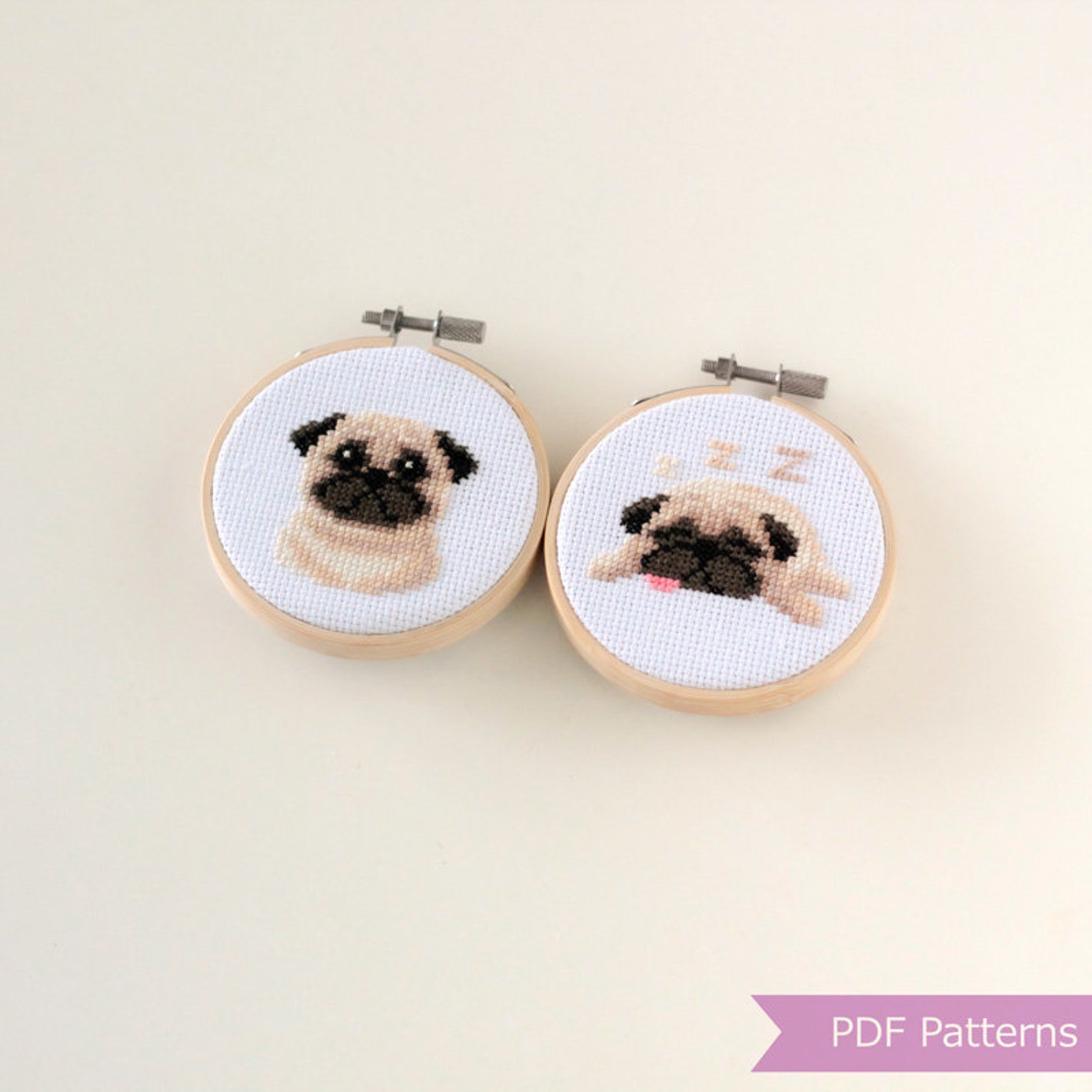 Pug Cross Stitch Pattern PDF Bundle Pug Sleeping Pug - Etsy UK