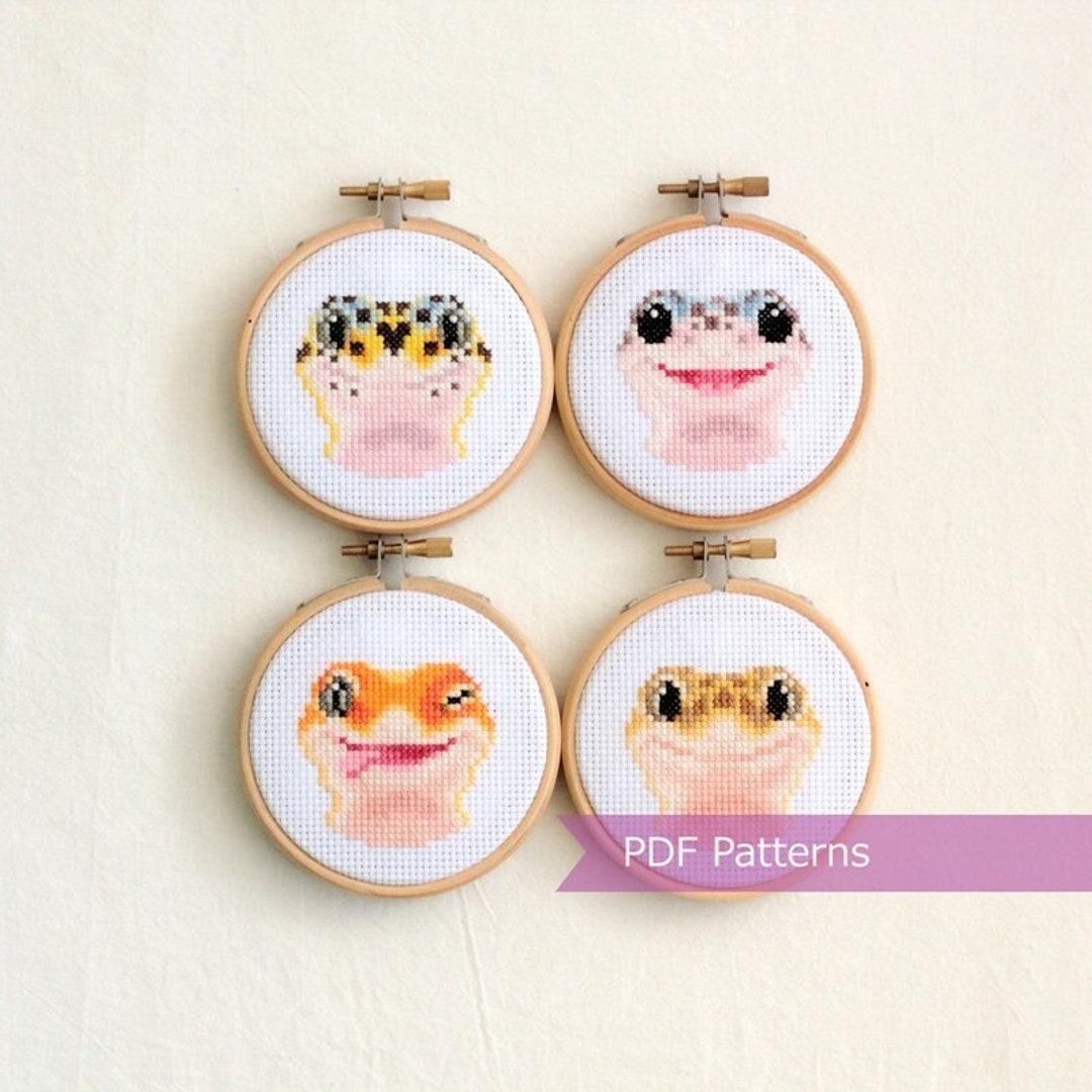 Leopard Gecko Cross Stitch Pattern PDF Bundle - Leopard Gecko Embroidery Bundle - Instant ...