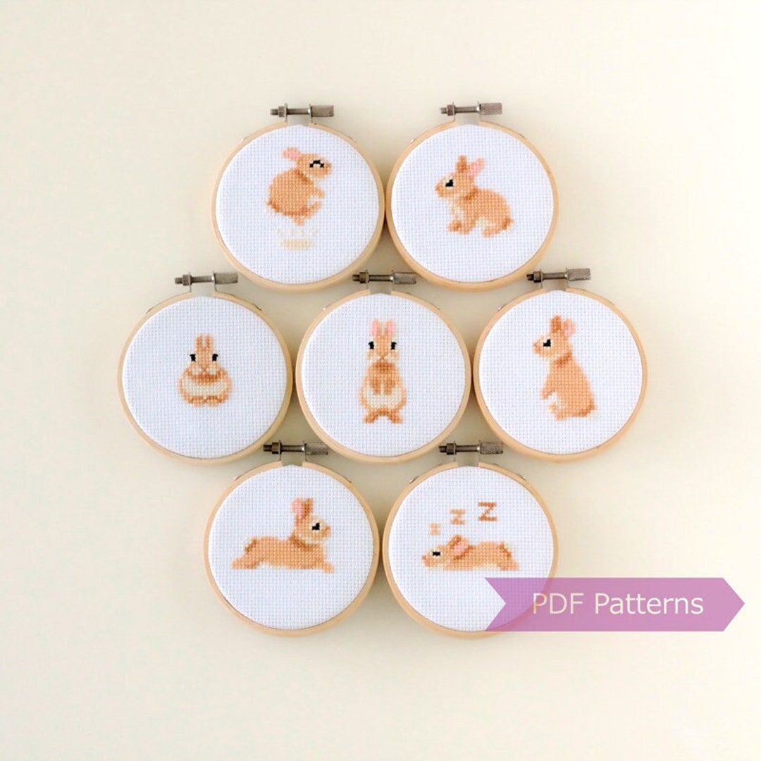 Bunnies Cross Stitch Pattern PDF Bundle - Set of 7 Rabbit Patterns ...