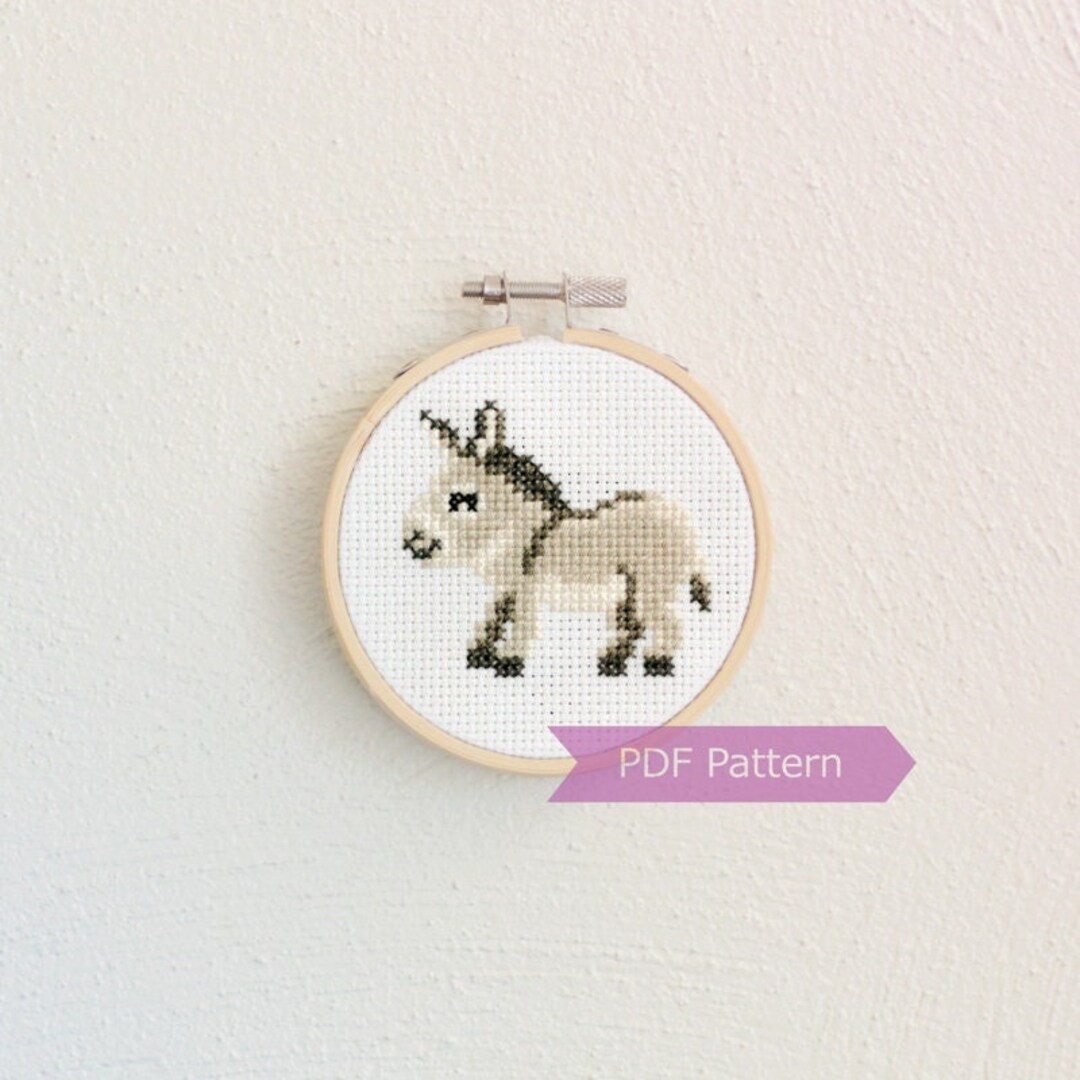 Donkey Cross Stitch Pattern PDF Donkey Embroidery Instand - Etsy
