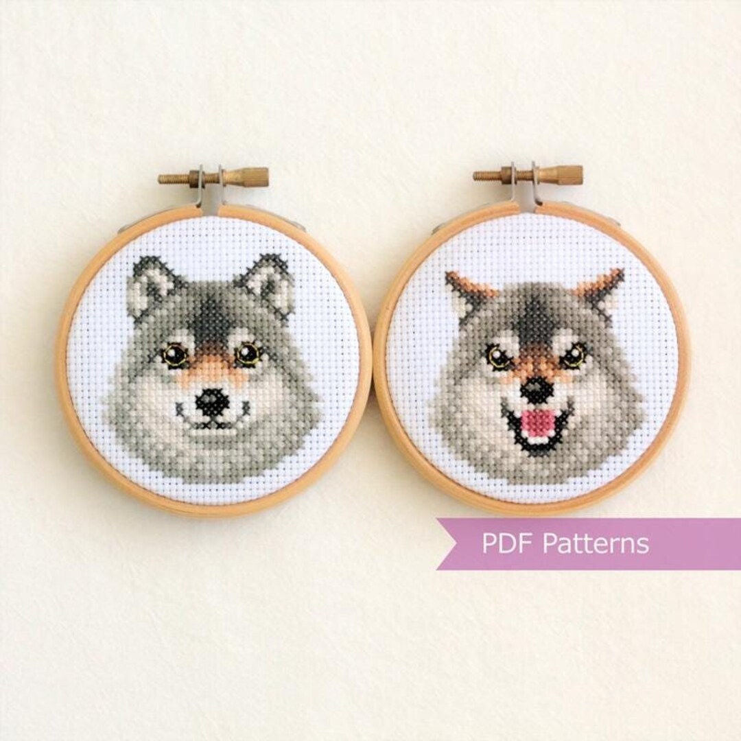 Wolf Cross Stitch Pattern PDF Bundle - Wolf + Wolf Growling Embroidery ...