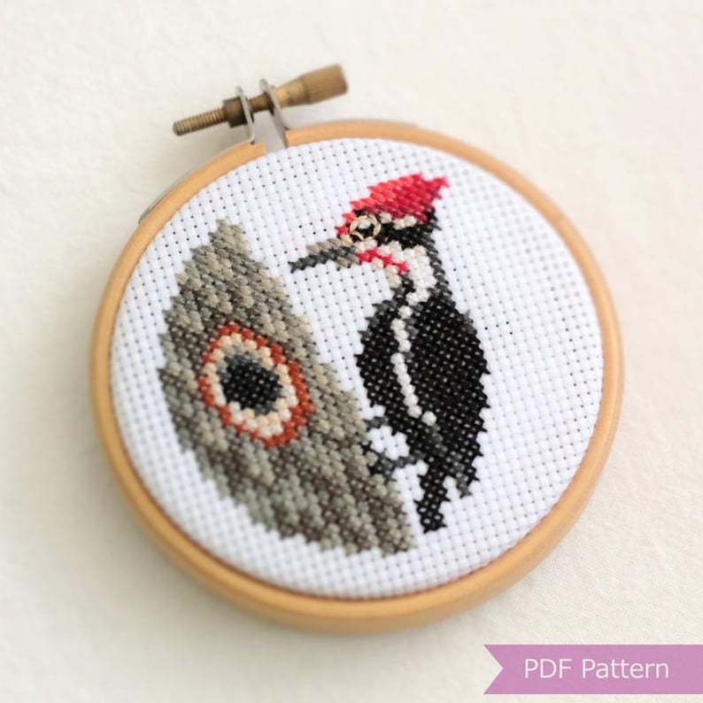 Pileated Woodpecker Cross Stitch Pattern PDF - Woodpecker Embroidery ...