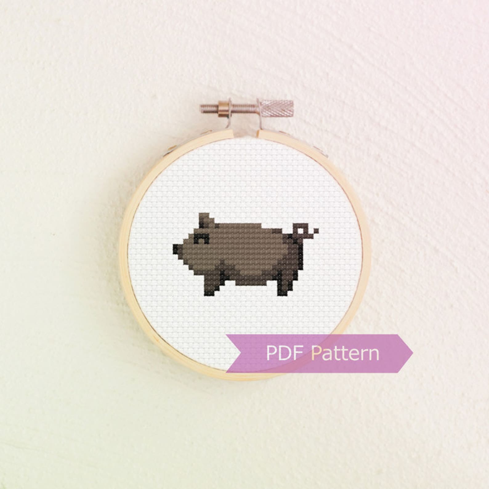Pig Cross Stitch Patterns Bundle - Set of 4 PDF Patterns (pink Pig ...