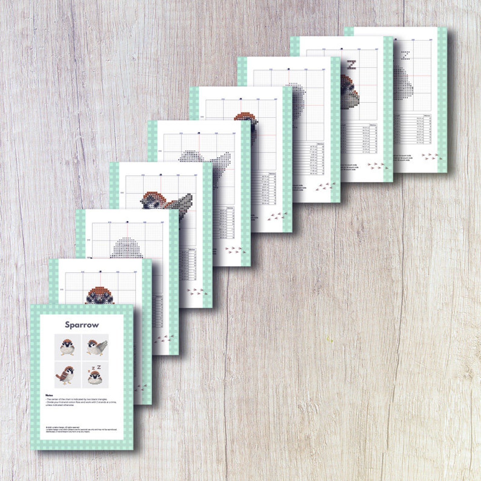 Sparrow Cross Stitch Pattern PDF Bundle - Set of 4 Sparrow Patterns ...