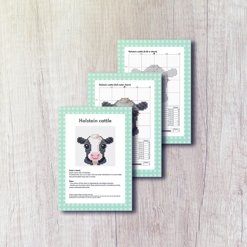 Holstein Cattle Cross Stitch PDF Holstein Cattle Embroidery - Etsy