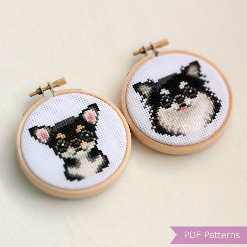 Chihuahua Cross Stitch Pattern PDF Bundle A Black Tan | Etsy