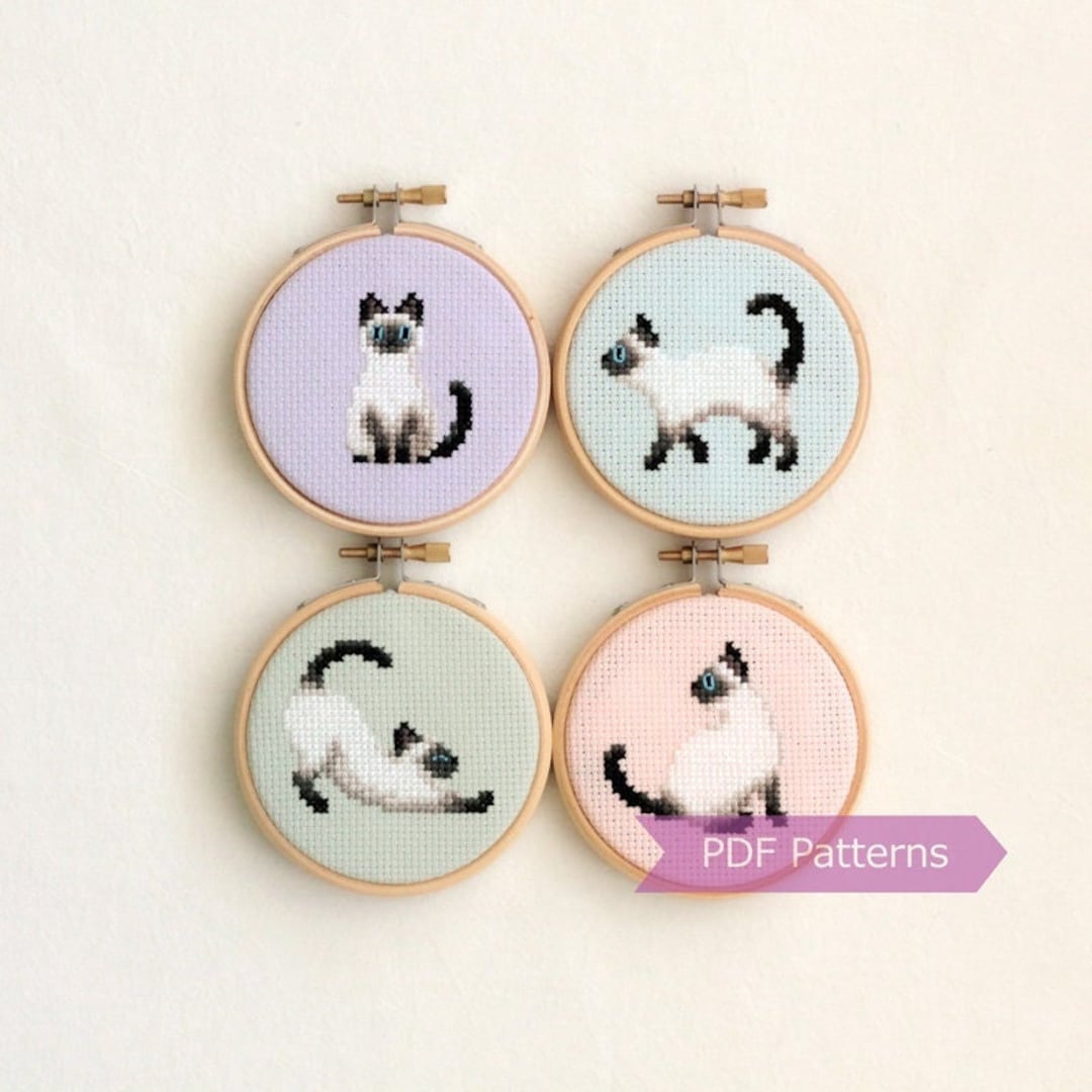 Siamese Cat Cross Stitch Pattern Bundle - Siamese Cat Embroidery ...