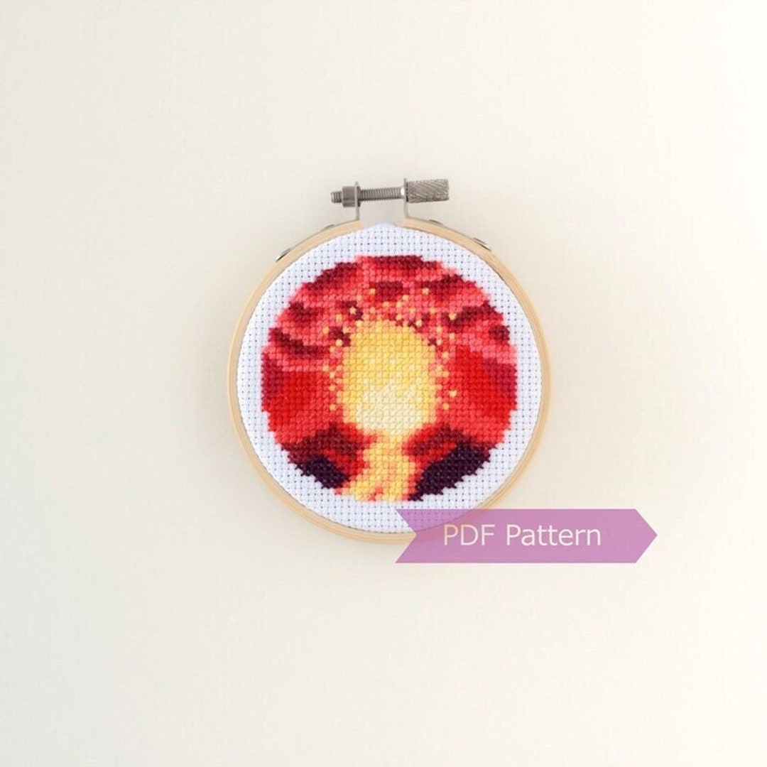 Volcano Cross Stitch Pattern PDF - Volcano Embroidery - Instant ...