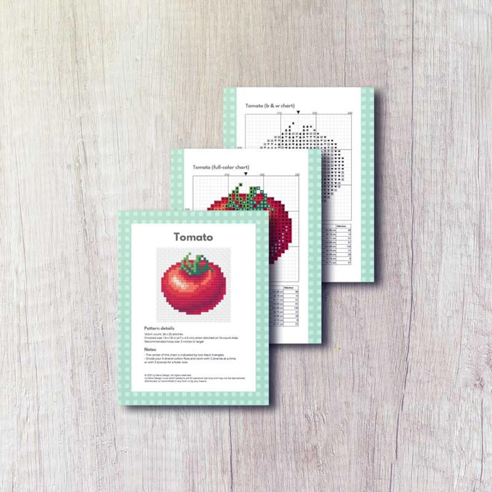 Tomato Cross Stitch Pattern PDF Tomato Embroidery Instant - Etsy