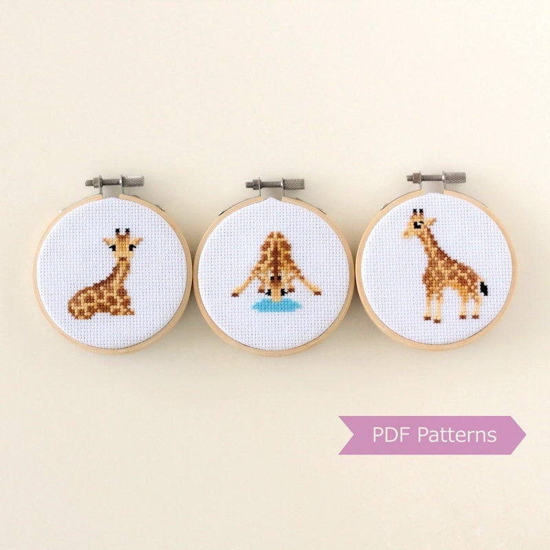 Giraffe Cross Stitch Pattern PDF Bundle Set of 3 Giraffe | Etsy