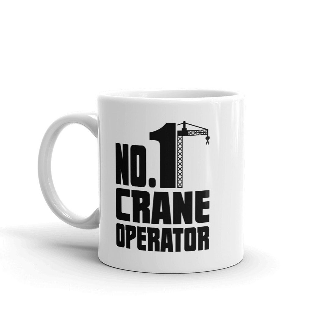 Funny Crane Operator Construction Worker Tower Distressed White Glossy ...