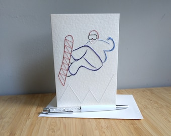 Mountain Themed Greeting Card, Birthday Card for a Skier, Snowboarding ...