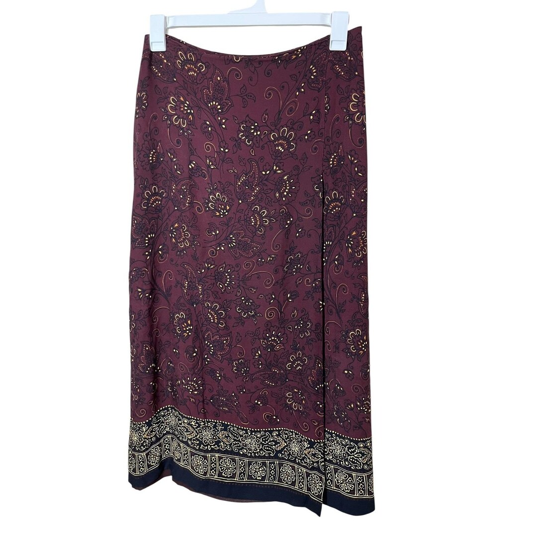Vintage Jones New York Purple Floral Paisley Silk Maxi Skirt - Etsy