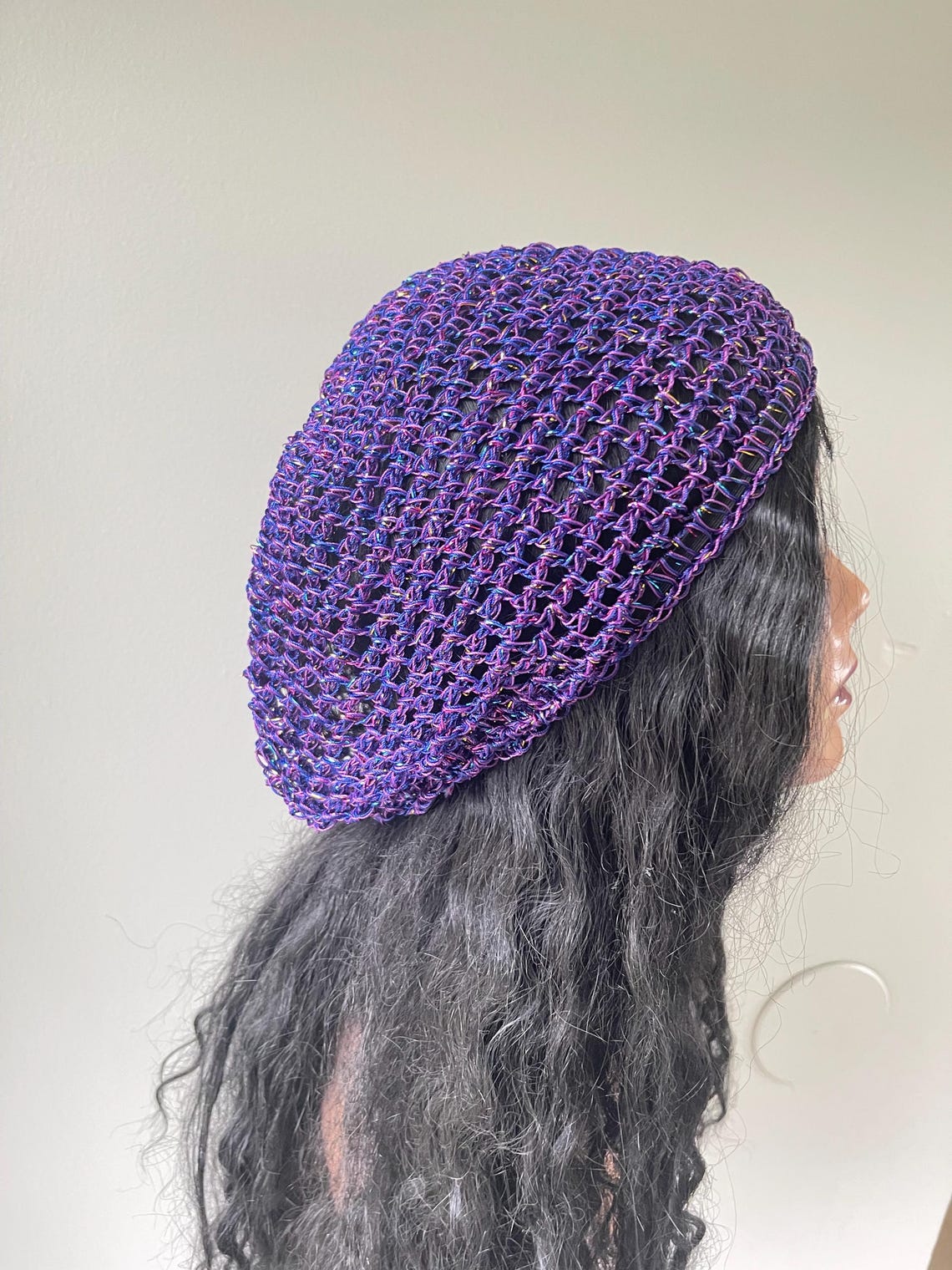 Blue and Purple Crochet Hair Net & Hair Snood - Etsy