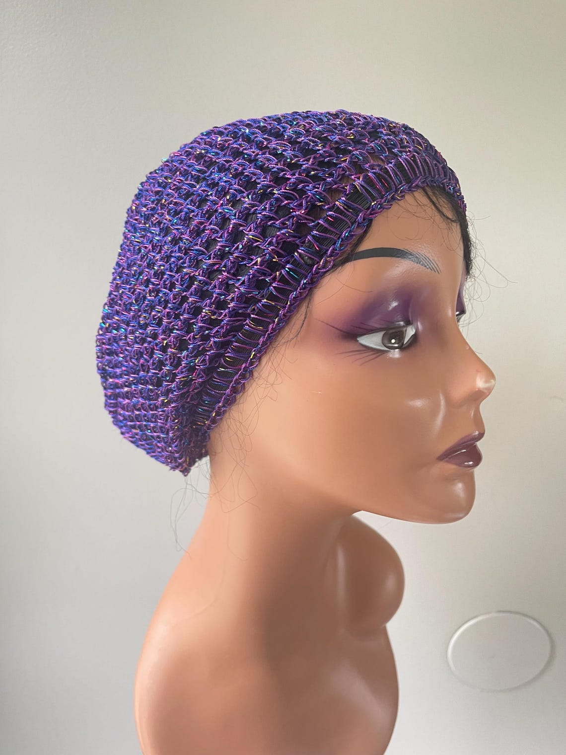 Blue and Purple Crochet Hair Net & Hair Snood - Etsy