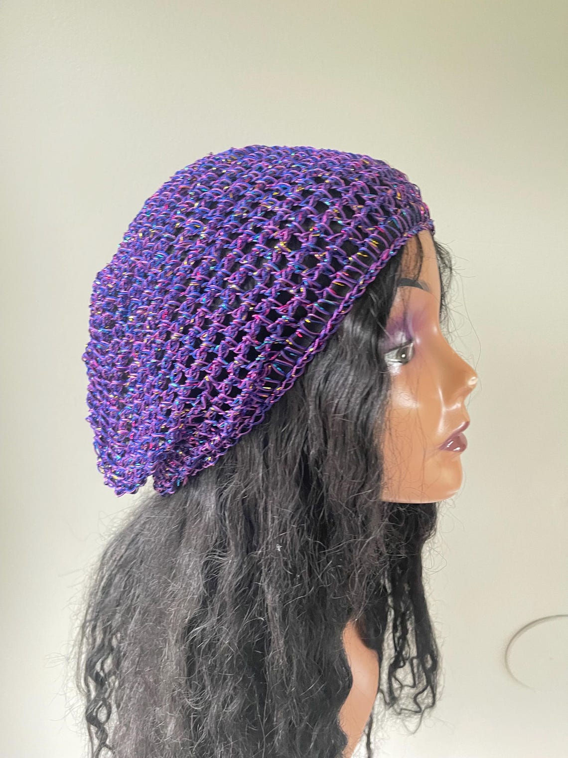 Blue and Purple Crochet Hair Net & Hair Snood - Etsy