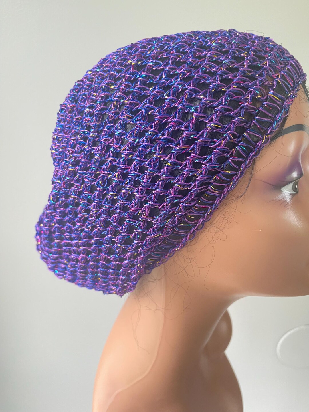 Blue and Purple Crochet Hair Net & Hair Snood - Etsy