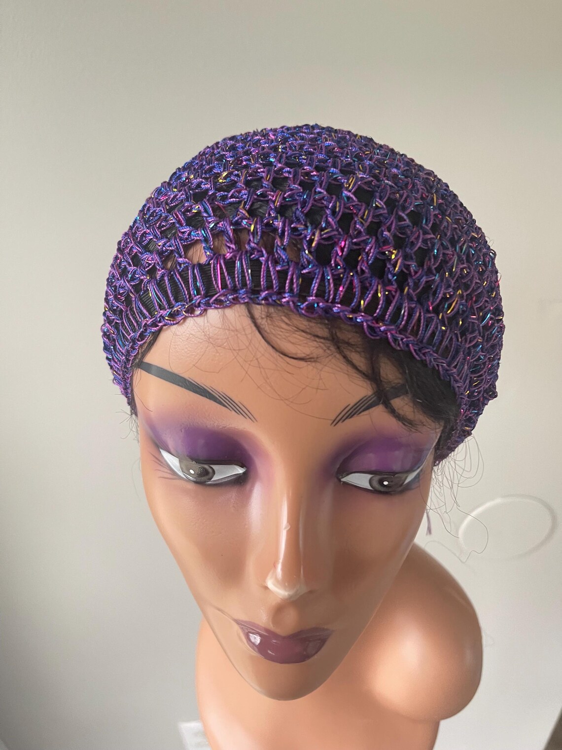 Blue and Purple Crochet Hair Net & Hair Snood - Etsy