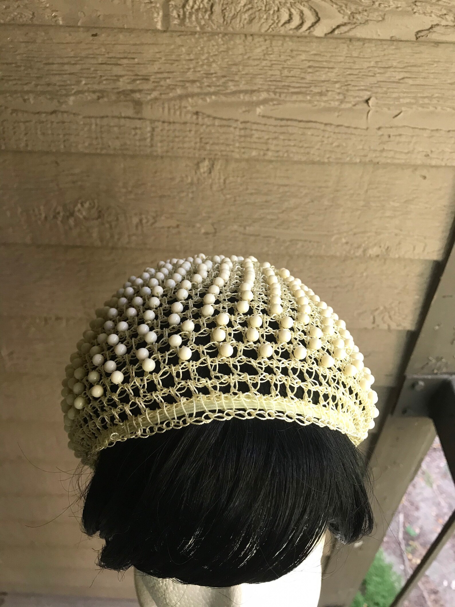 White Crochet Hair Net/ Snood With Ivory Pearl Beads - Etsy