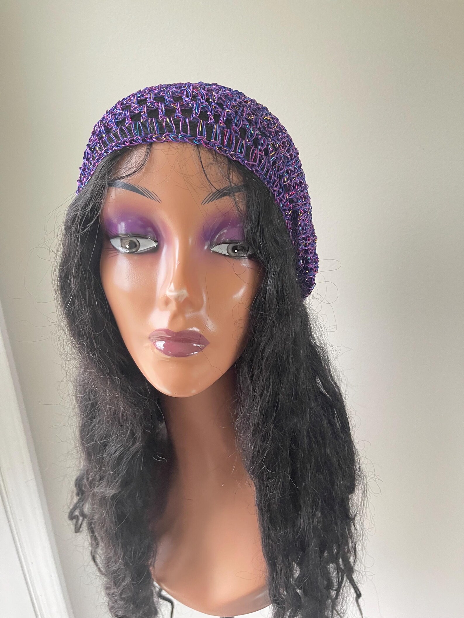 Blue and Purple Crochet Hair Net & Hair Snood - Etsy