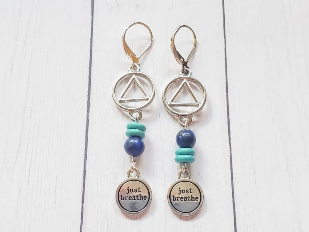 AA Recovery Sobriety Triangles With Just Breath Charms Lapis - Etsy