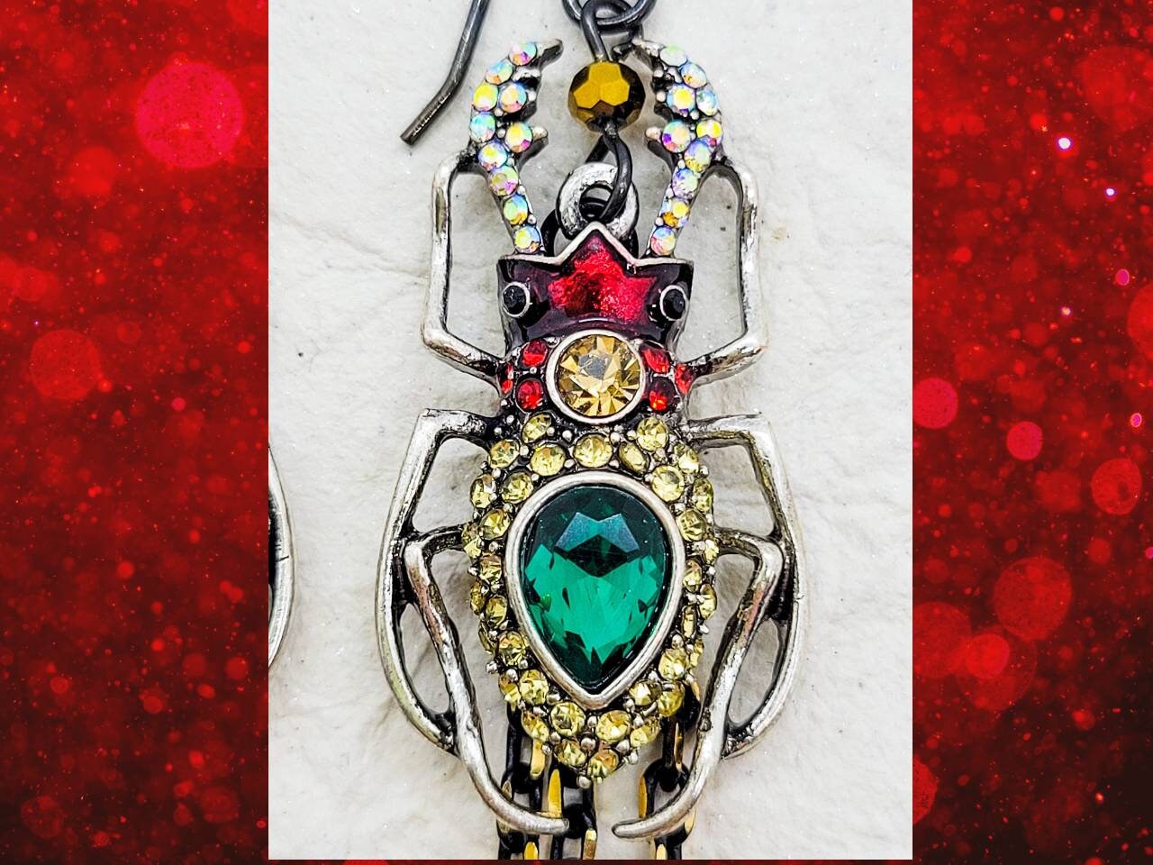 Jeweled Scarab Beetles With Gold and Hematite Chain Swarovski - Etsy