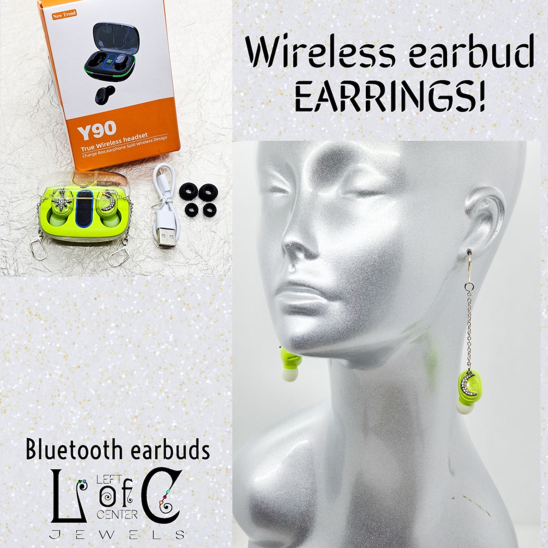 Bluetooth Ear Buds. Bluetooth Earrings. Tech. Handmade. New Tech. Green ...