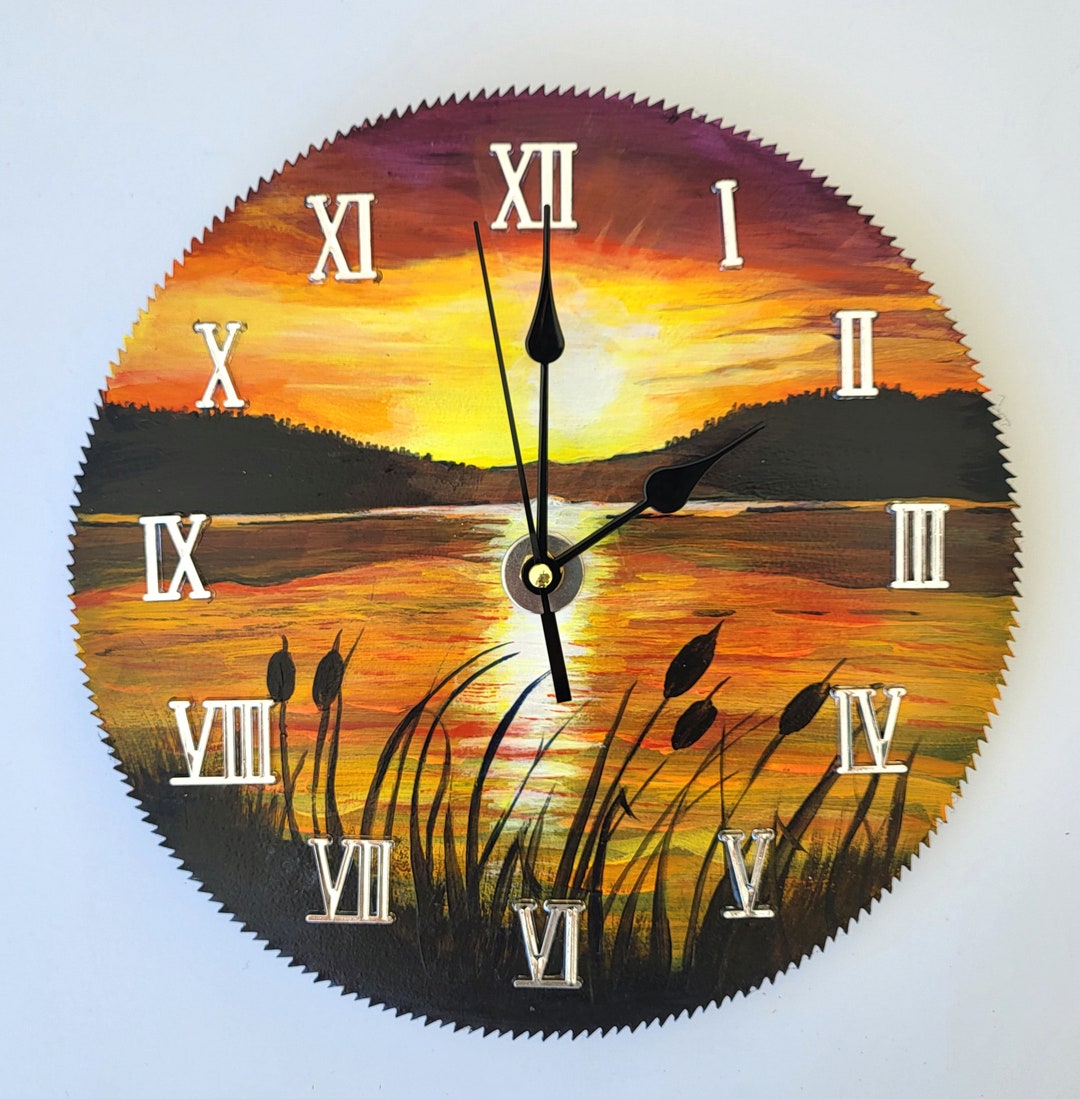 Cat Tails in Sunset Clock - Etsy