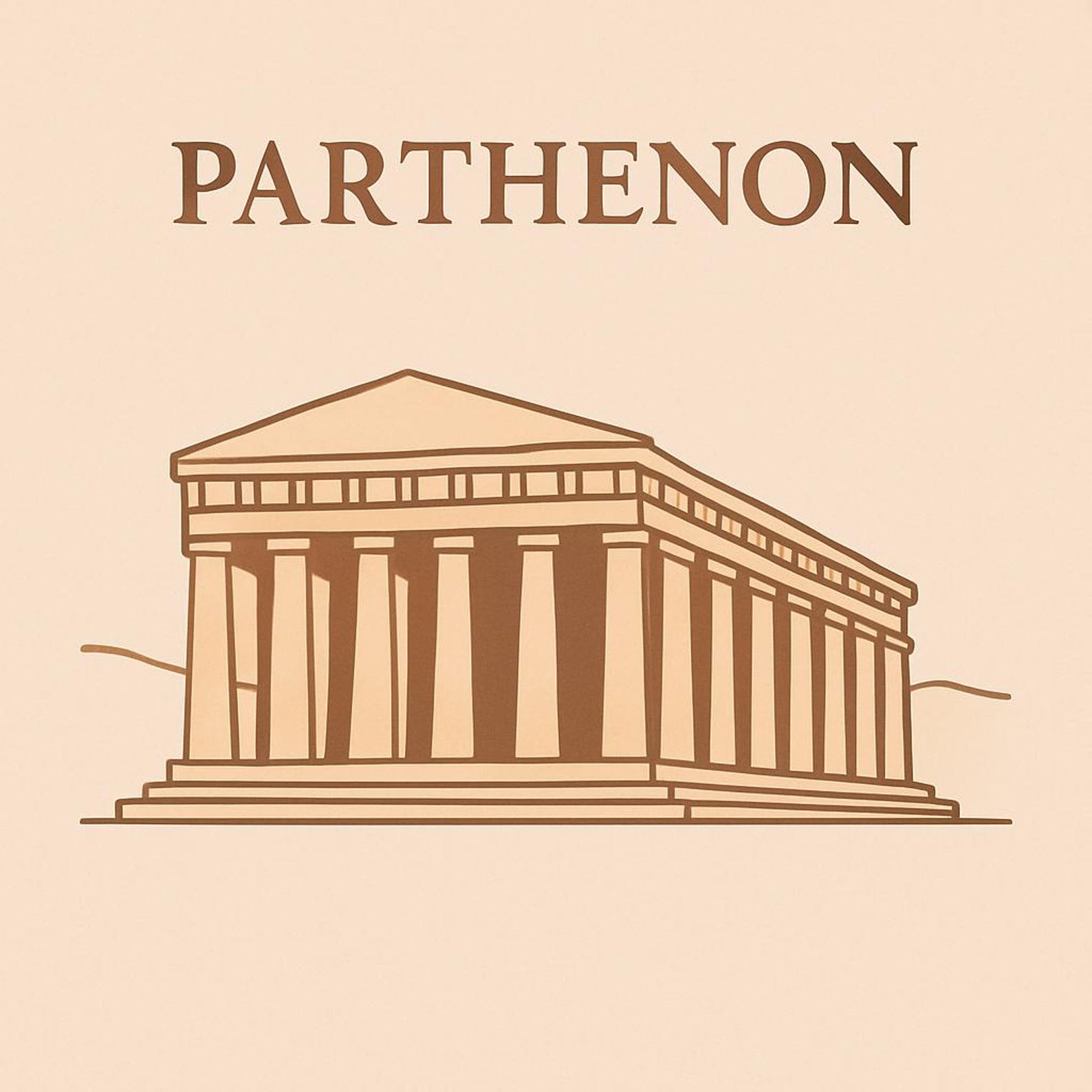 Pastel Parthenon Printable Wall Art - Ancient Greek Temple Illustration ...