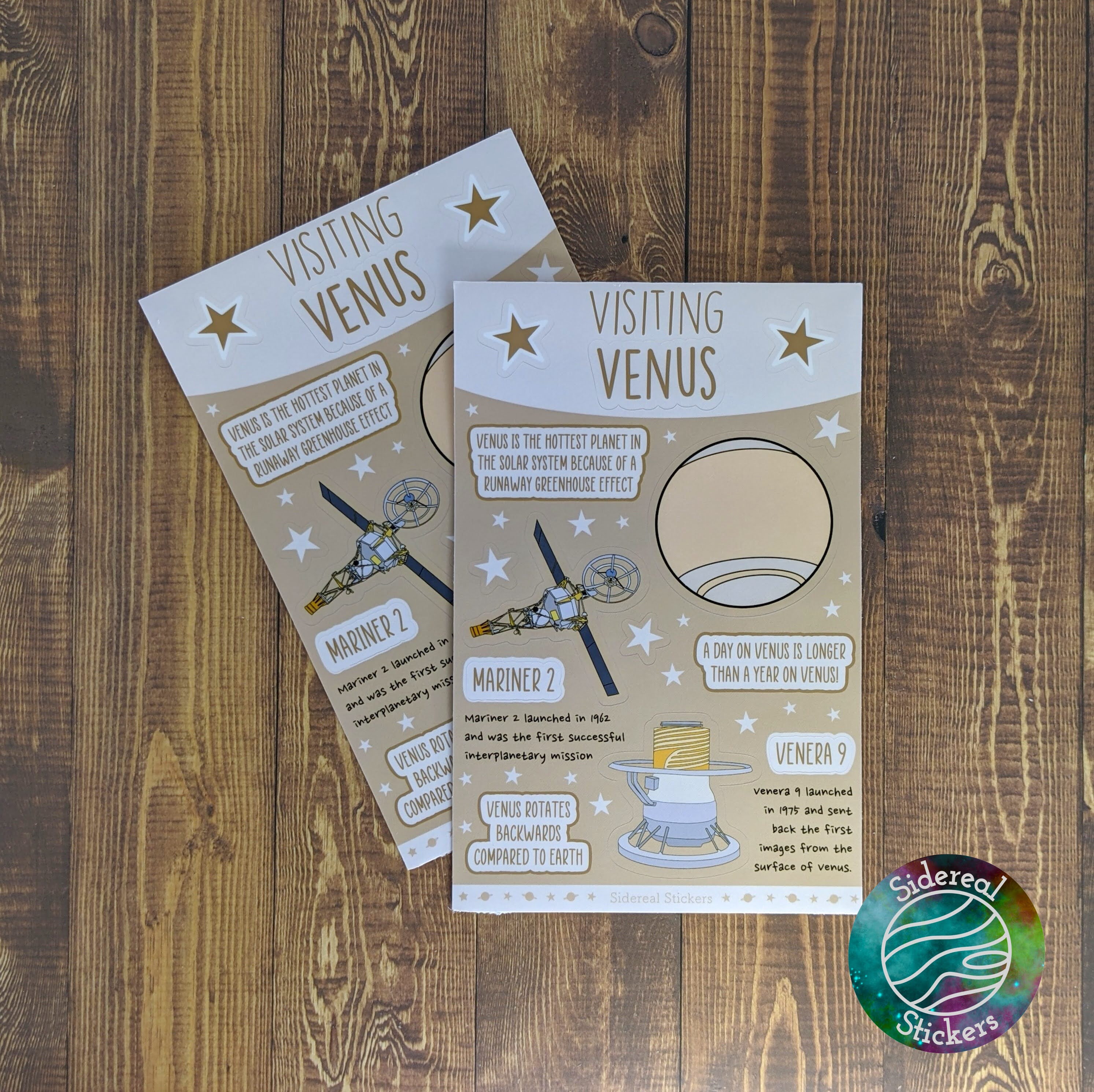 Sticker Sheet: Visiting Venus. Kiss Cut Vinyl Stickers, Outer Space ...