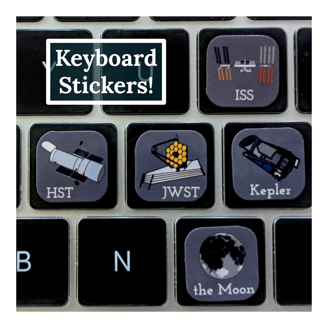 Keyboard Stickers: Telescopes, Missions, and Space Travel. Small Kiss ...