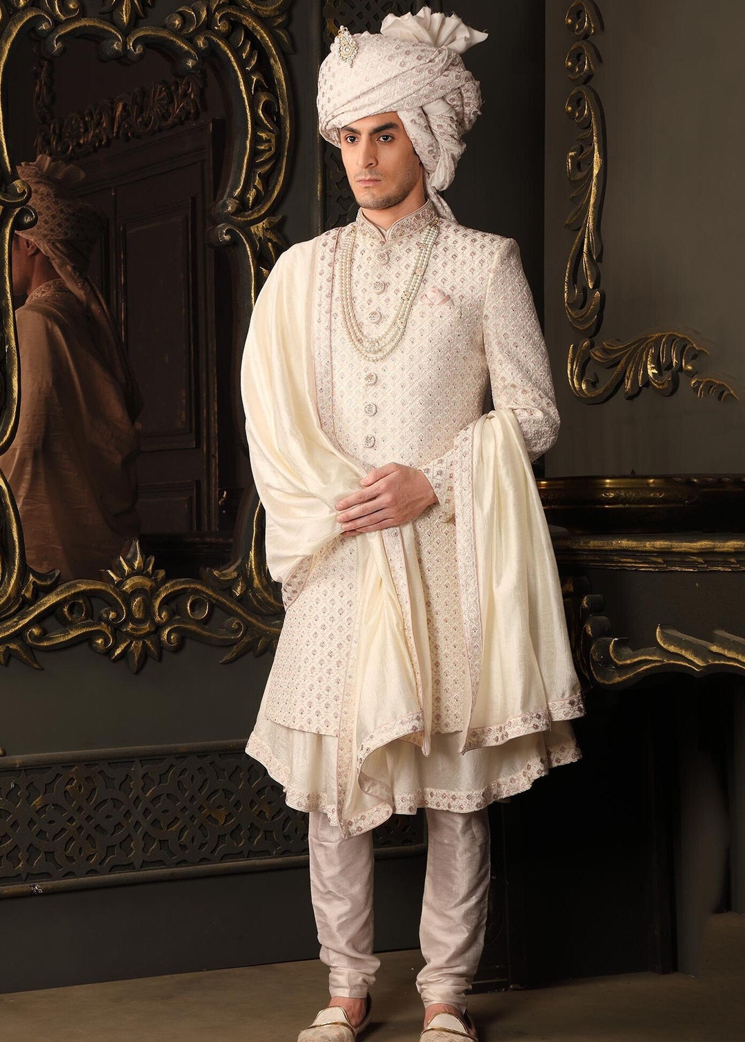 Ethnic Wedding Silk Sherwani,indian Wedding Sherwani,groom Sherwani ...