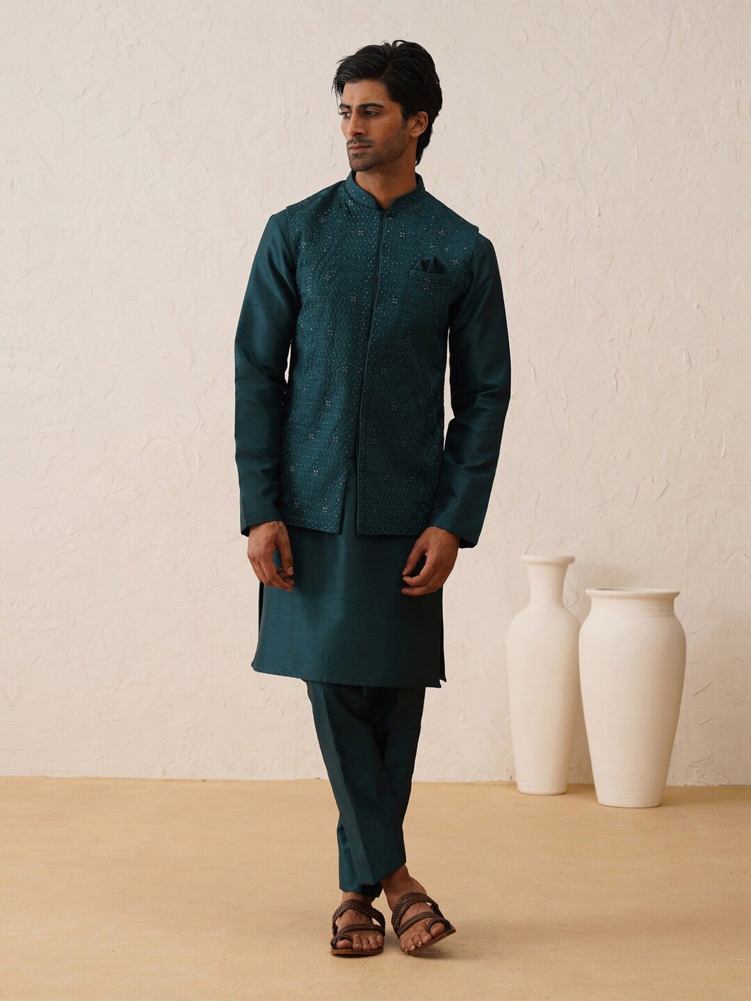 Silk Kurta Pajama With Modi Jacket, Nehru Jacket With Kurta Pajama ...