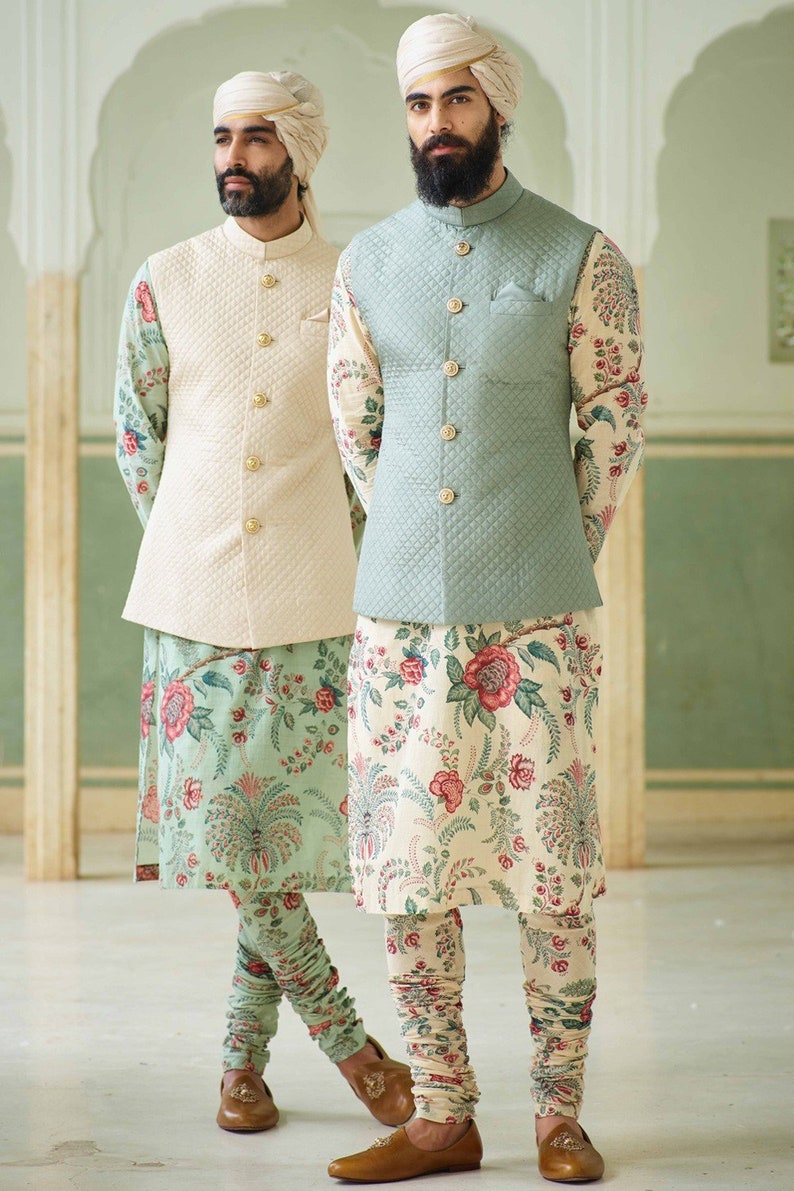 Nehru Jacket,indian Ethnic Quilted Waist Coat for Men, Wedding Festival ...