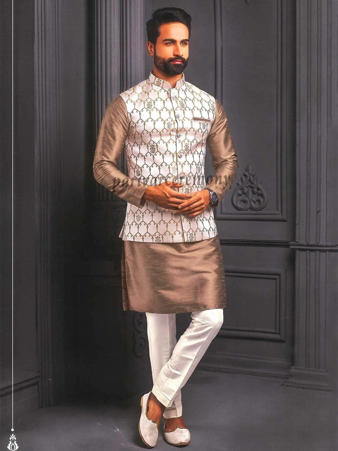 Silk Kurta Pajama With Modi Jacket, Nehru Jacket With Kurta Pajama ...
