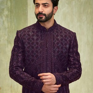 Indian Ethnic Purple Color Sherwani for Men,wedding Indowestern,jacket ...