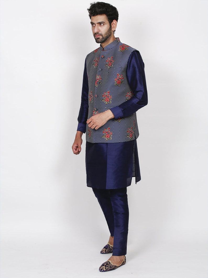 Silk Kurta Pajama With Modi Jacket, Nehru Jacket With Kurta Pajama ...