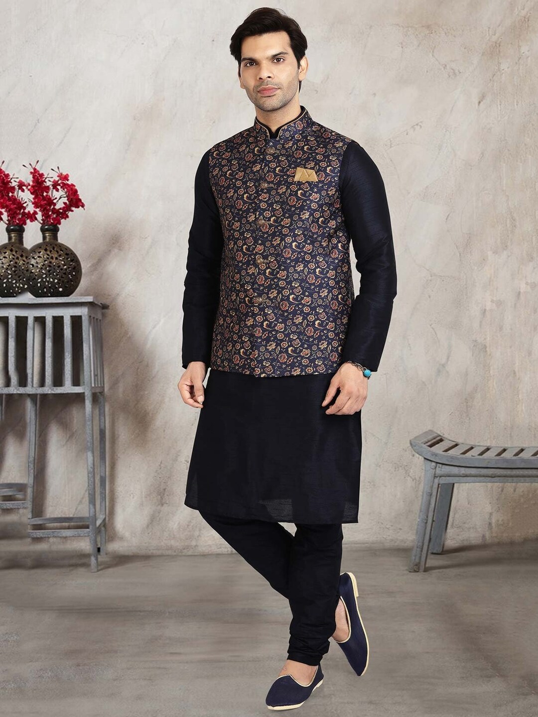 Silk Kurta Pajama With Modi Jacket, Nehru Jacket With Kurta Pajama ...
