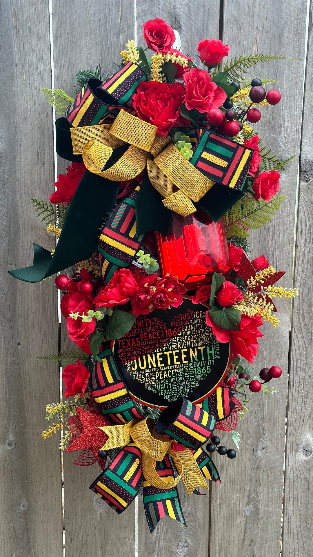Jeweled Juneteenth Wreath, Freedon Day Wreath, Juneteenth Door Hanger ...