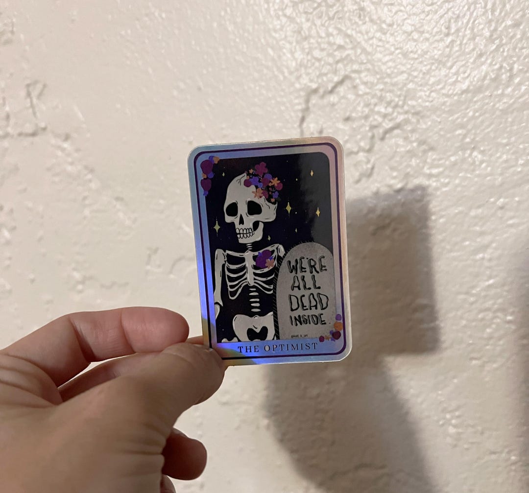 The Optimist - Skeleton Tarot Card Sticker | Tarot Card Stickers ...