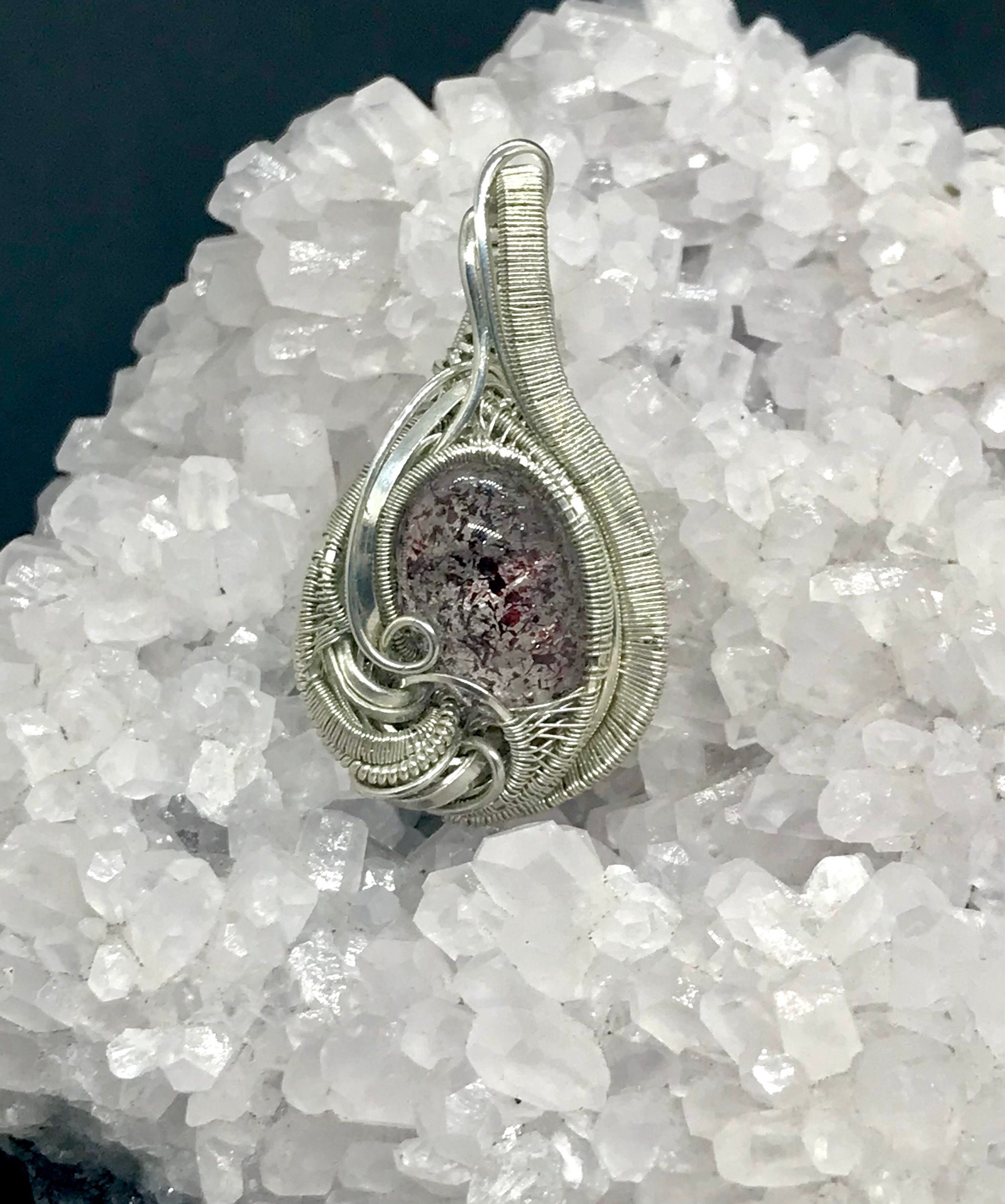 Wire Wrapped Sterling Silver Pendant - Wire Wrap Pendant - Hematite in ...