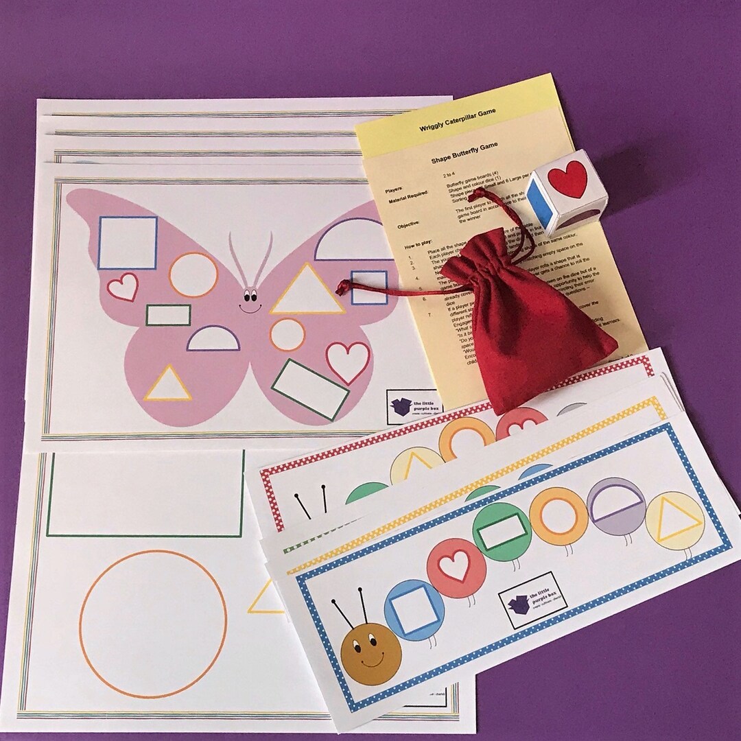 Combo Wriggly Caterpillar and Shape Butterfly Game Sets, Educational ...