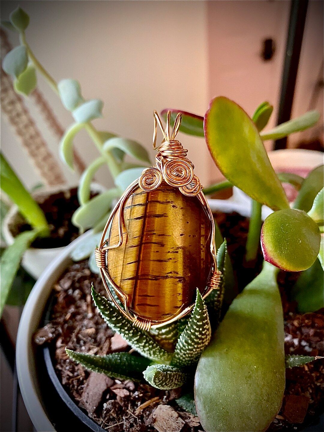 Pamunkey Tiger Eye Worry Stone Native American Wire Wrapped - Etsy