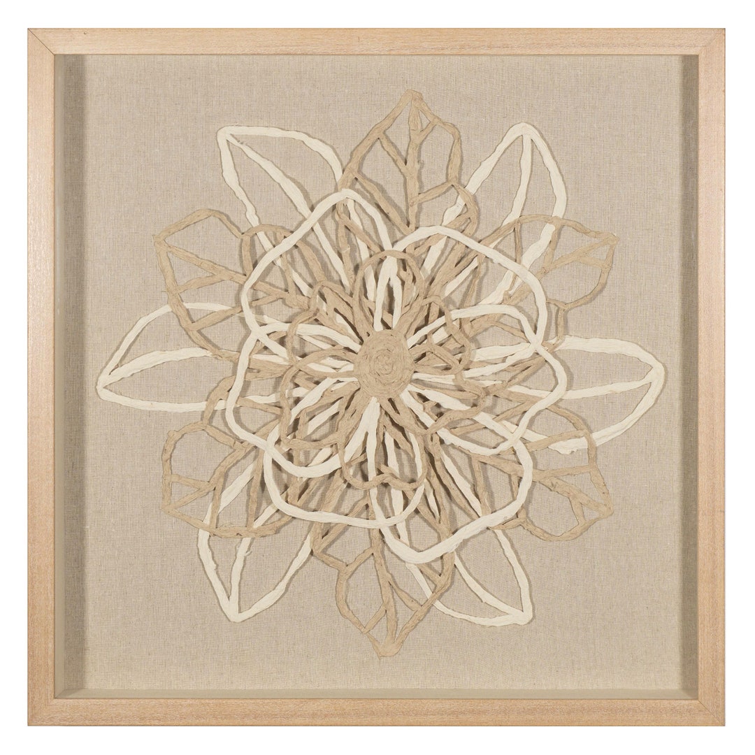 HUJI Handmade Paper Mache String Flower Shadow Box Wall Decor MS30419A ...
