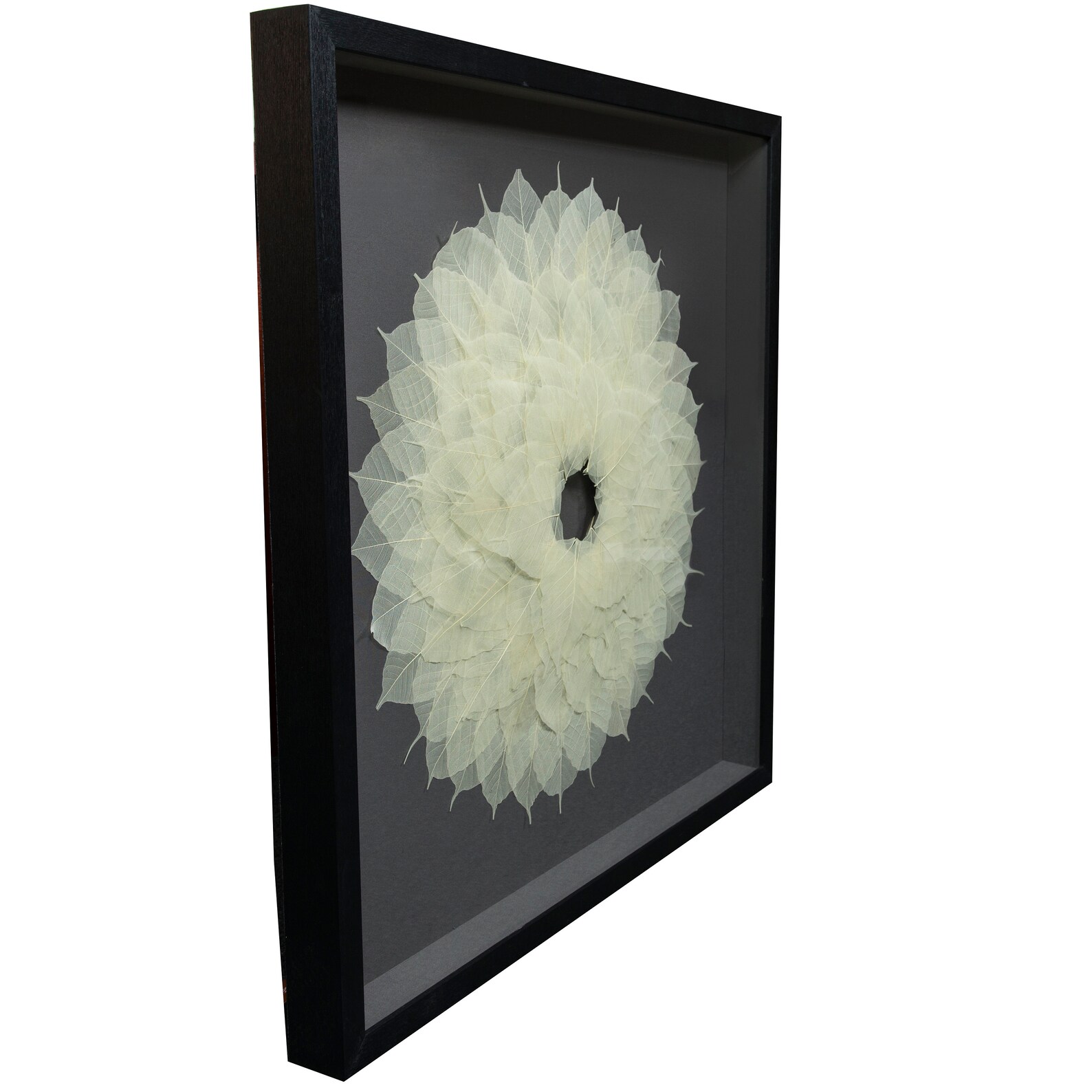 Contemporary Tree Wide Leaves Skeleton Framed Shadow Box Wall Art wide ...