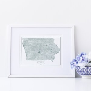 Iowa Wall Art, Home Decor, Personalized Gift, Map, Iowa State Map ...