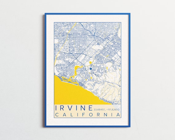 Irvine CA Map UC Irvine Poster Print City Map California | Etsy